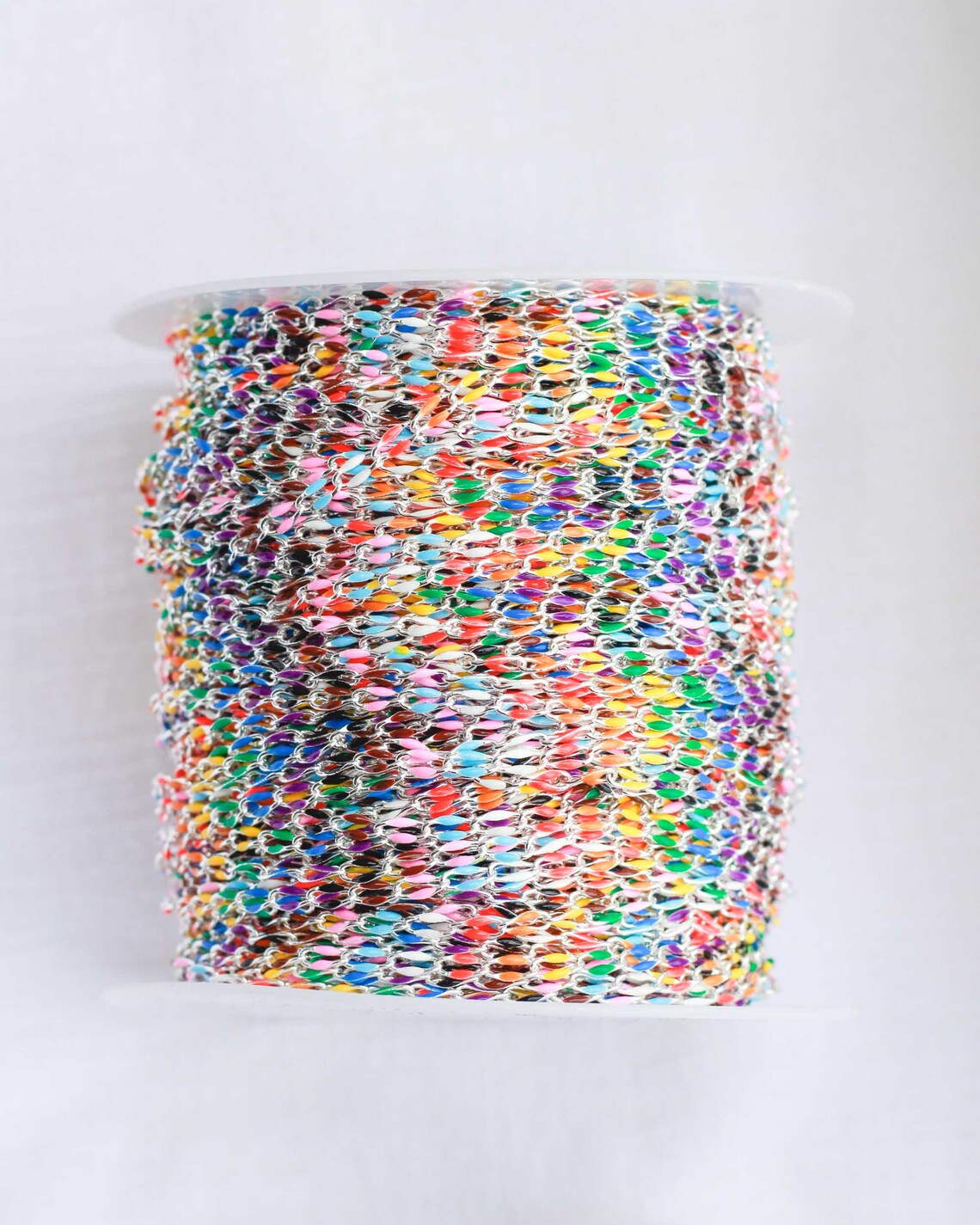 Rainbow Enamel Chain, Silver Plated, Multi Color Chain, Permanent ...
