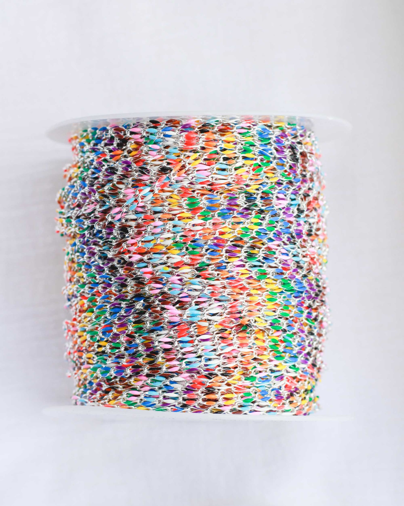 Rainbow Enamel Chain, Silver Plated, Multi Color Chain, Permanent ...