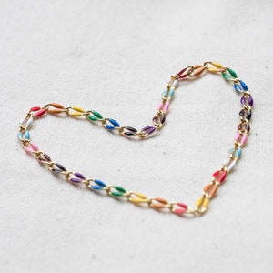 Rainbow Enamel Chain, Multi Color Chain, Permanent Jewelry Bulk Enamel ...