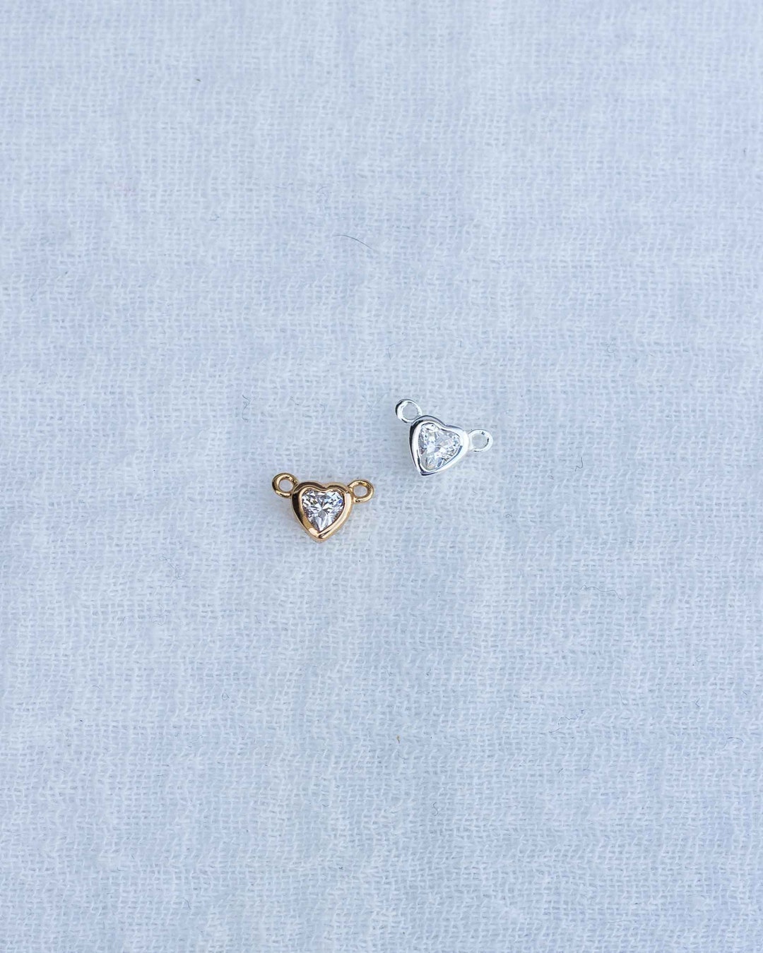 Tiny Bezel Heart Connector for Necklace, Sterling Silver, Gold Plated ...
