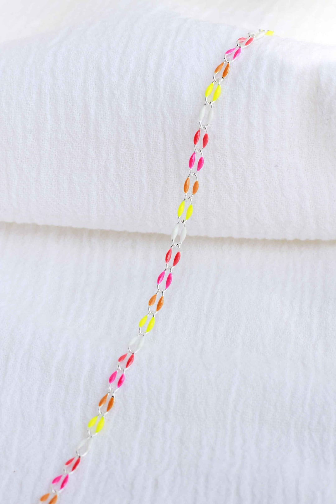 Enamel Chain, Silver Plated, Multi Color Chain, Permanent Jewelry Bulk ...