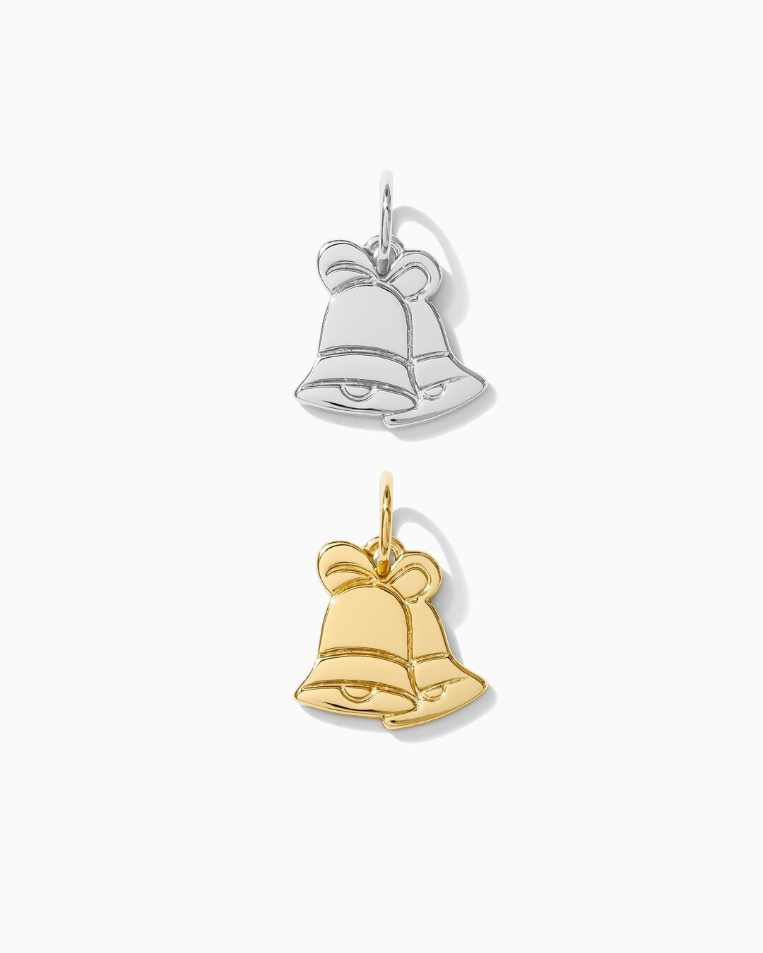 Jingle Bells Charm, .925 Sterling Silver Bells Pendant, 18k Gold Plated ...