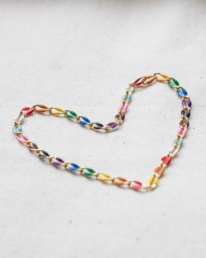 Rainbow Enamel Chain, Multi Color Chain, Permanent Jewelry Bulk Enamel ...