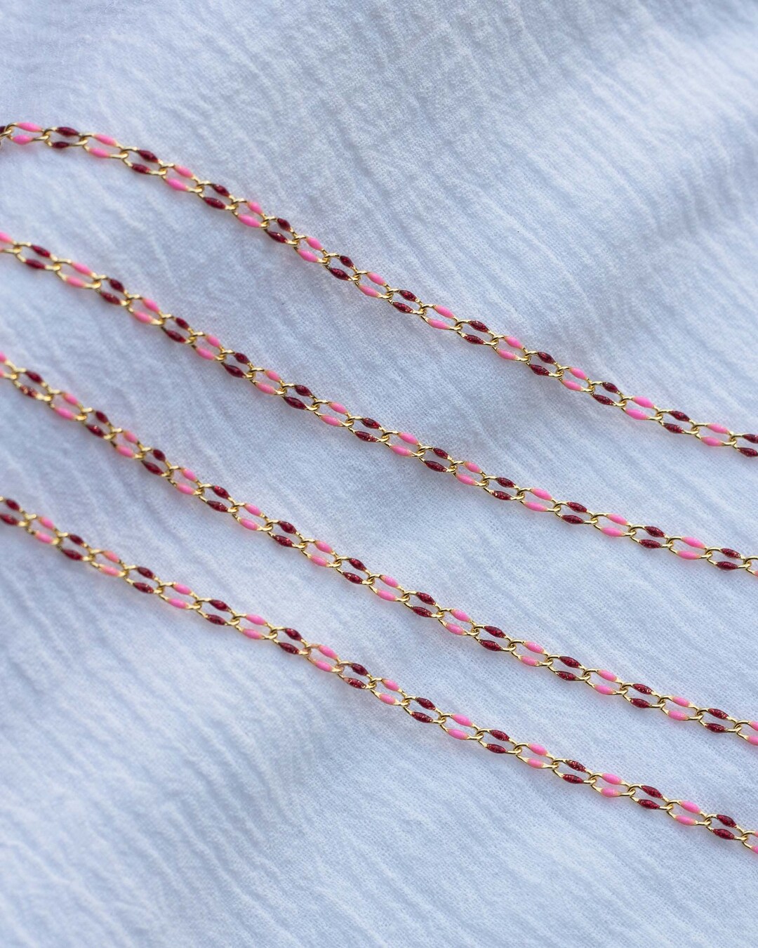 Red and Pink Enamel With Glitter Chain, Multi Color Chain, Jewelry Bulk ...