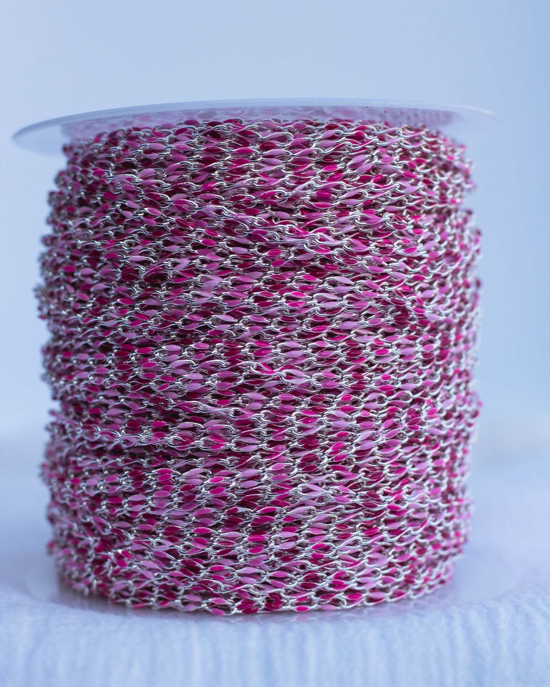 Pink Multi Color Enamel Chain, Multi Color Chain, Permanent Jewelry ...