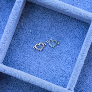 Heart Outline Connector Charm, Sterling Silver, Gold Filled, Permanent ...