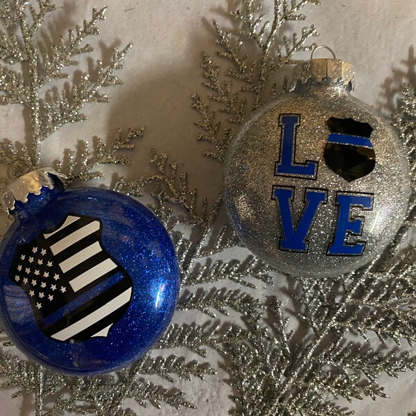 Thin Blue Line Christmas Ornament - Etsy