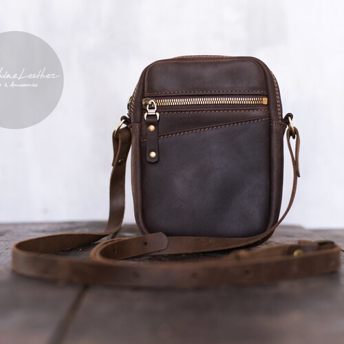 Mini Crossbody Bag / Small Messenger Bag Men Leather Bag Mens - Etsy