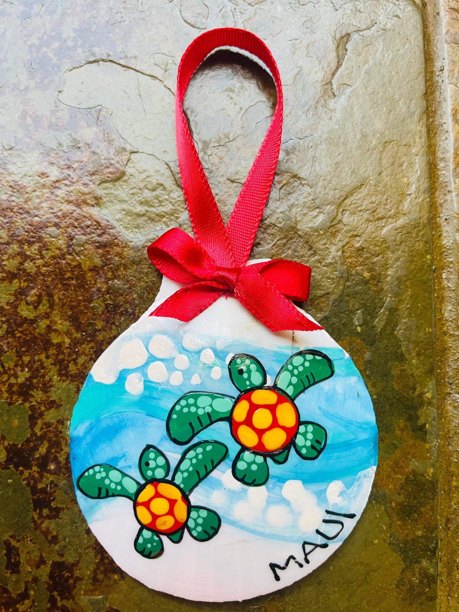 Set of 2 Hand Painted Shell Ornamentstropical Christmas - Etsy