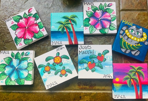 Hand Painted Mini Canvas Magnet Miniature Personalized | Etsy