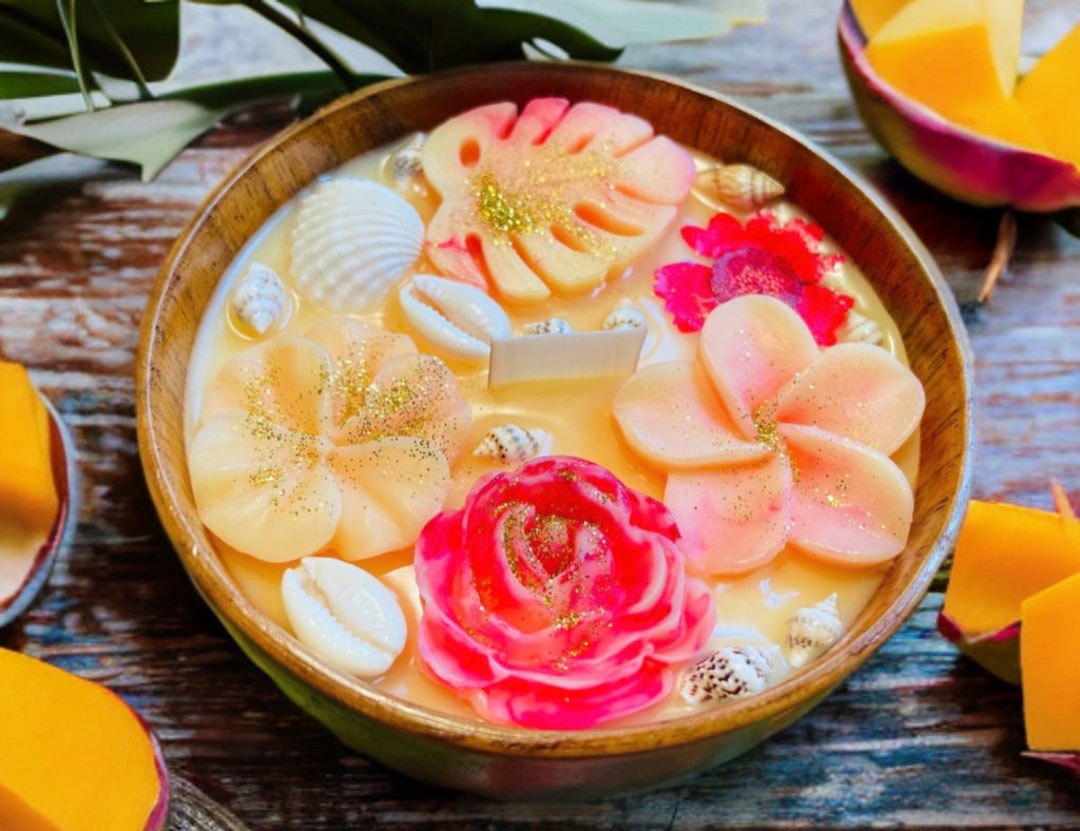 Sweet MAUI Mango•made in Maui•coconut Wax Candle in Reusable Wooden ...