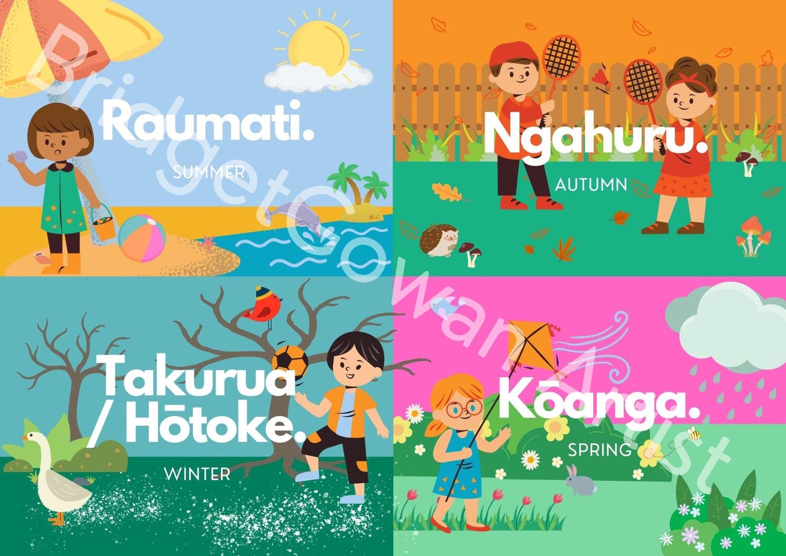 Te Reo Māori Seasons Poster, PRINTABLE Wall Art, DIGITAL DOWNLOAD ...