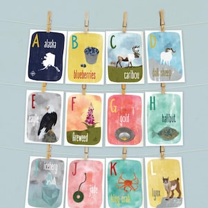 Alaska A to Z Alphabet Cards - Etsy
