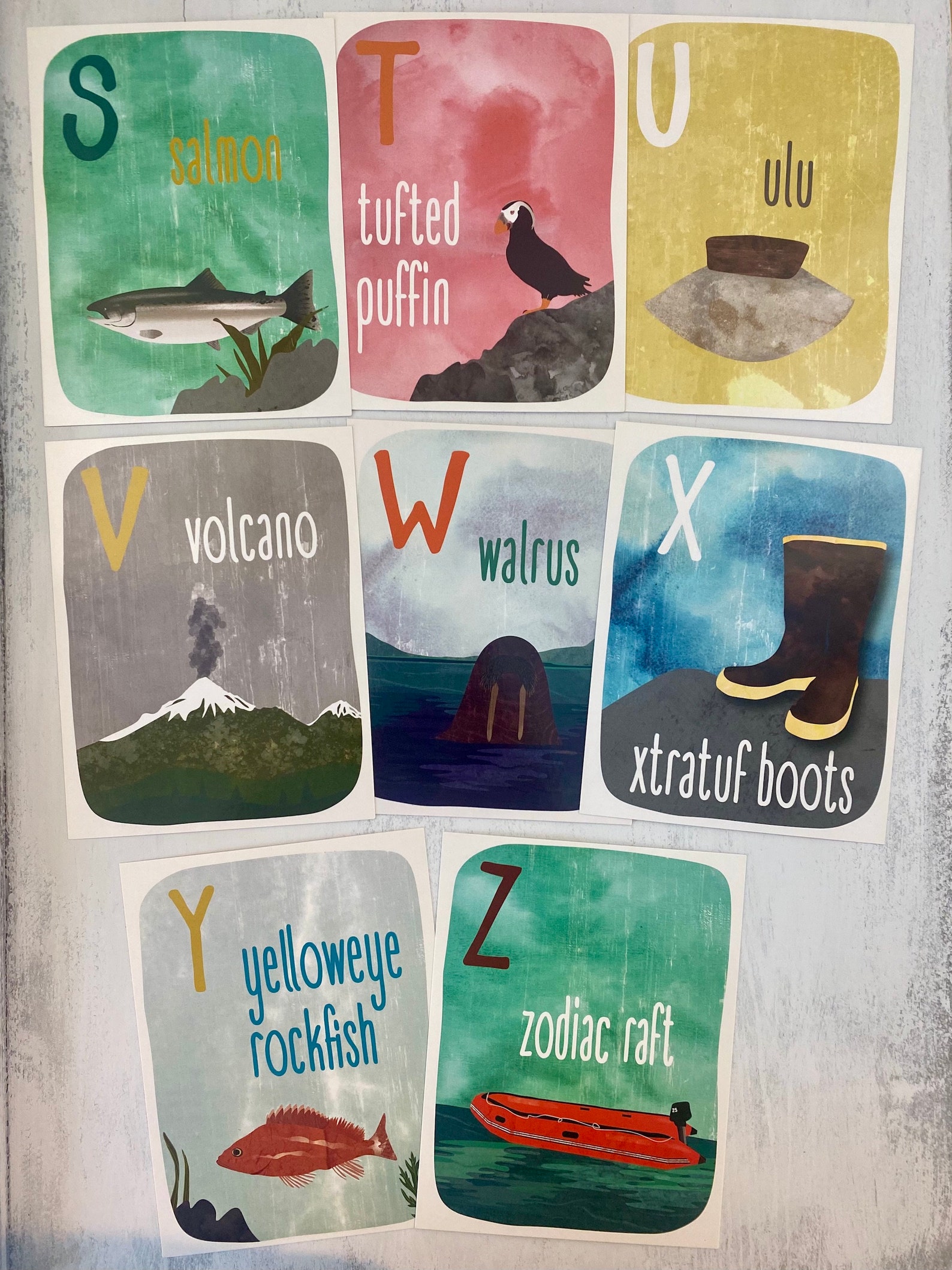 Alaska A to Z Alphabet Cards - Etsy