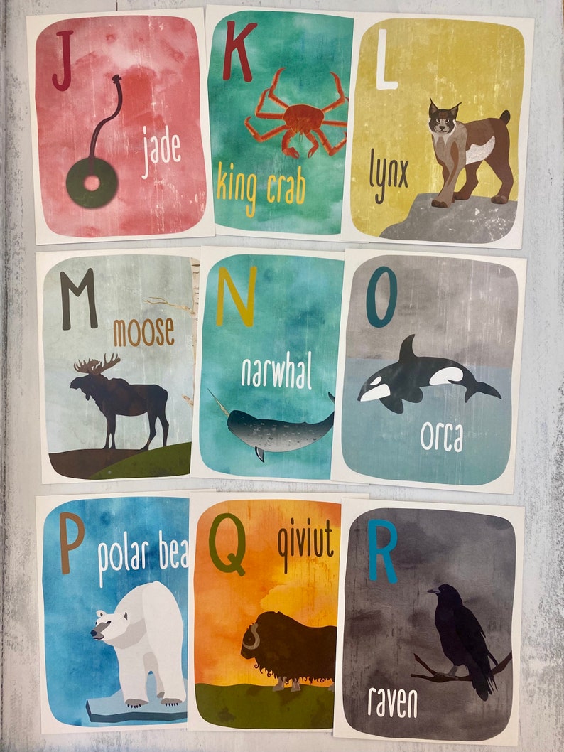 Alaska A to Z Alphabet Cards - Etsy