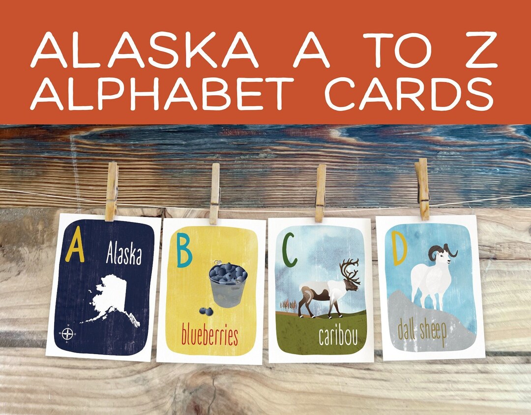 Alaska A to Z Alphabet Cards - Etsy