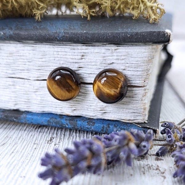Tiger Eye Studs Men - Etsy UK