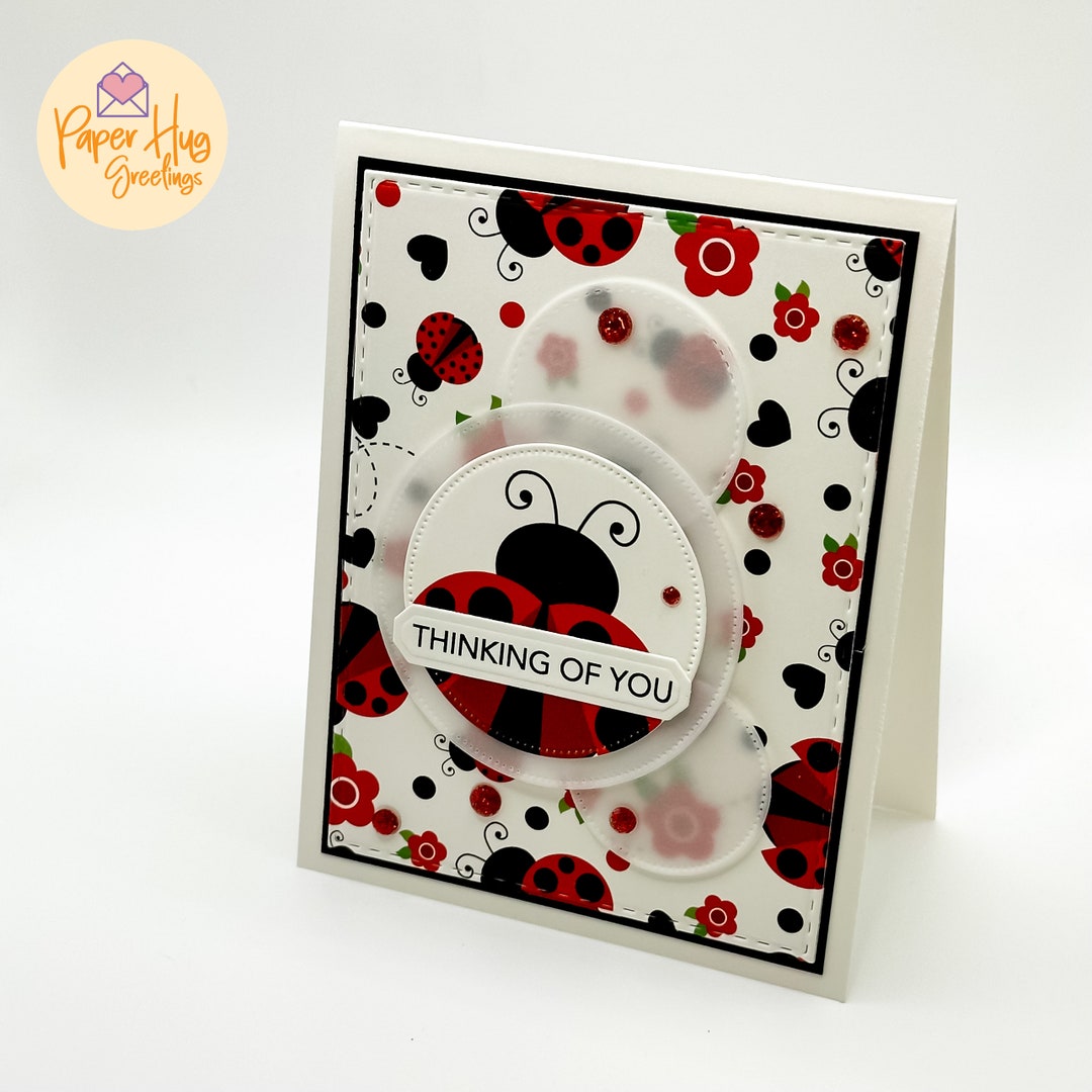 Thinking of You Lady Bug Handmade Greeting Card, Lady Bug Card ...