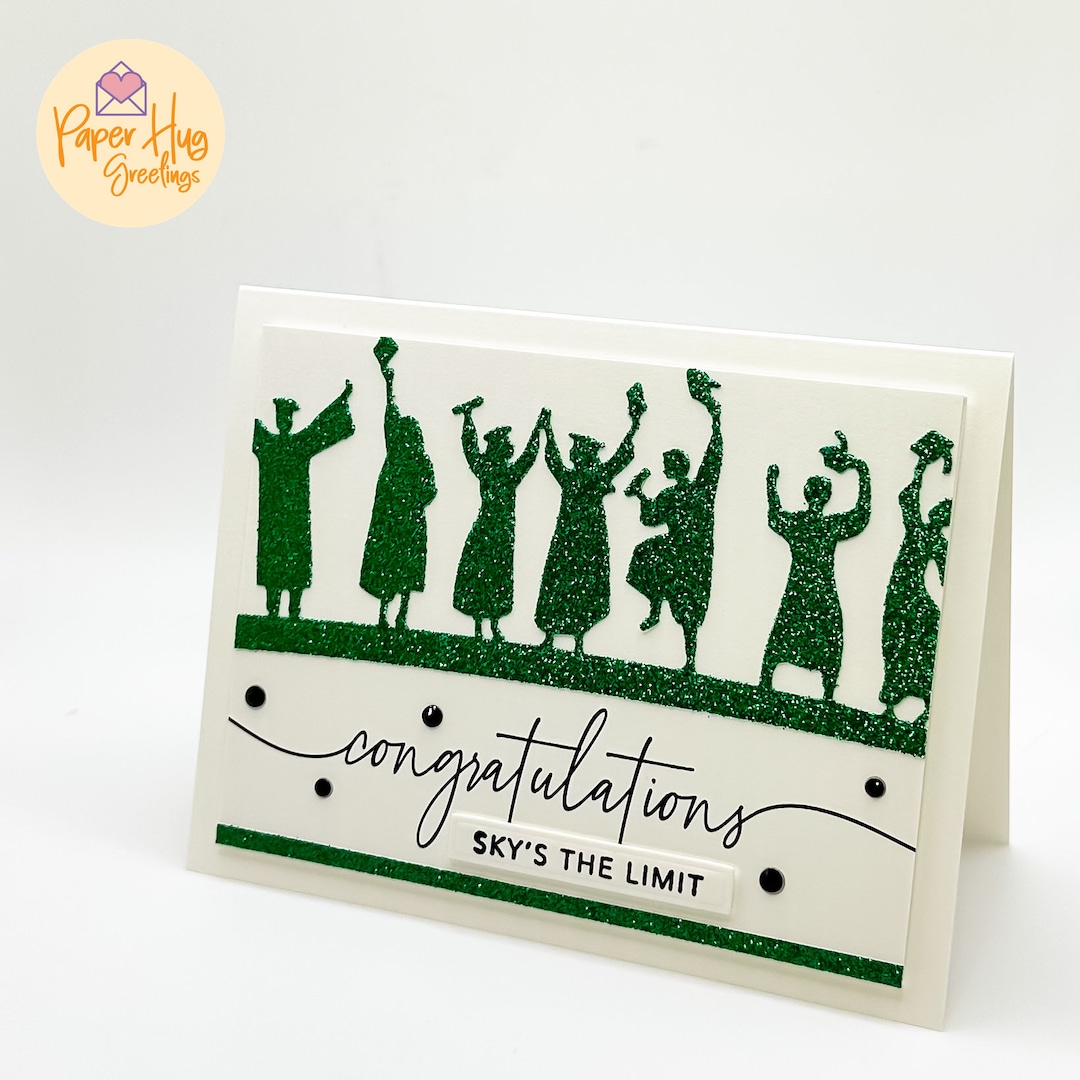 Congratulations Sky’s the Limit Green Graduation Handmade Greeting Card ...