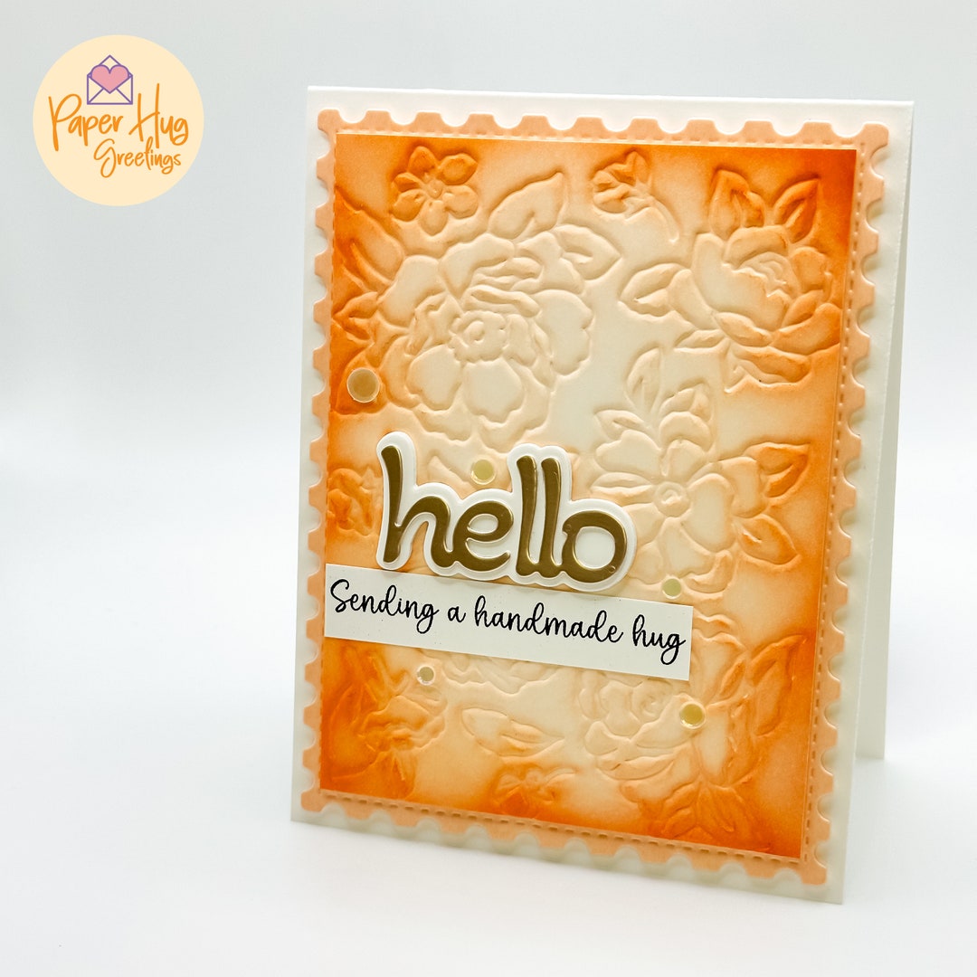 Hello, Sending a Handmade Hug Floral Greeting Card, Handmade Hello Hug ...