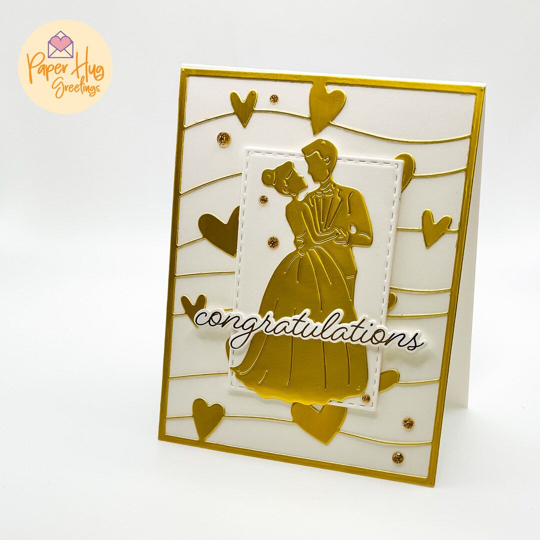 Congratulations Bride and Groom Gold and White Handmade Wedding Card ...