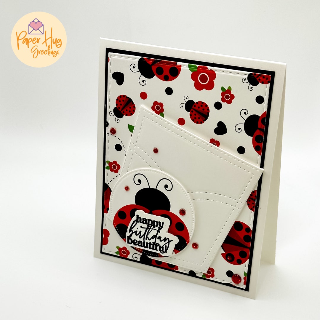 Happy Birthday Beautiful Lady Bug Handmade Greeting Card With Built in ...