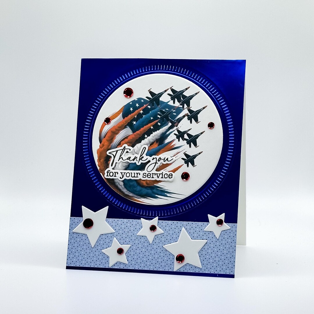 Handmade Military Thank You Card With Fighter Jets and Patriotic Smoke ...