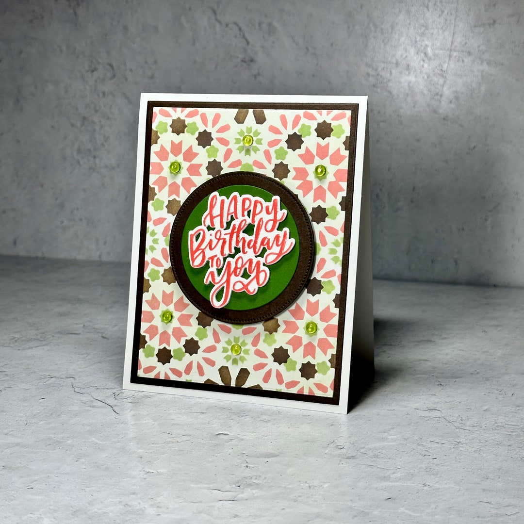 Mediterranean Tile Birthday Card - Handmade Birthday Card - Etsy