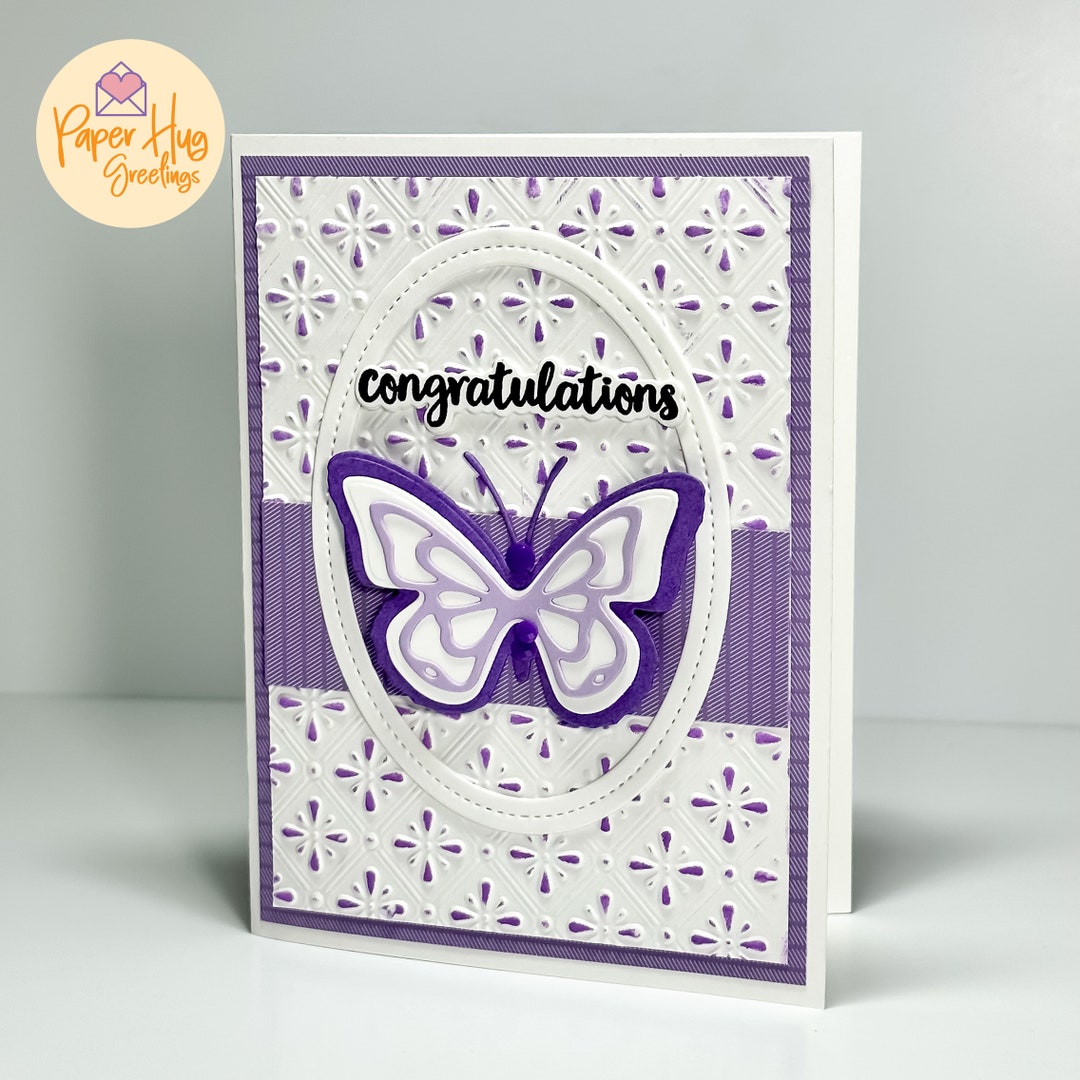 Congratulations Purple Butterfly Card Handmade Card - Etsy