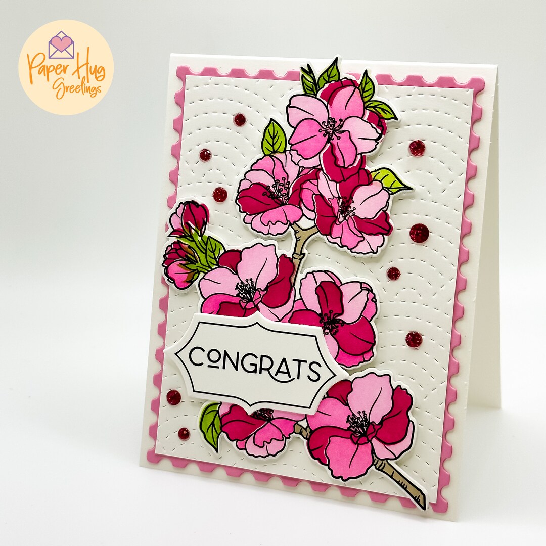 Cherry Blossom Congratulations Card: Handmade Floral Greeting for ...