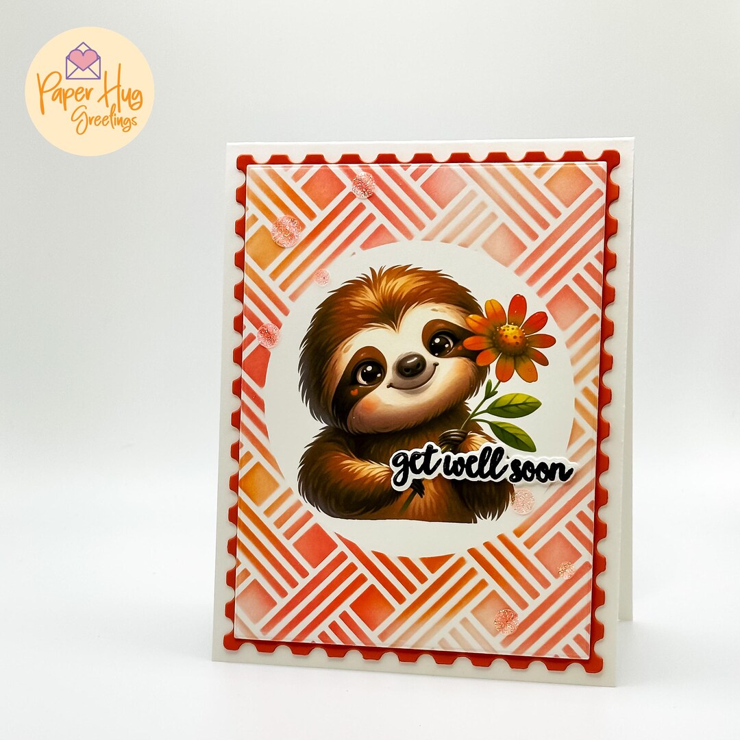 Cute Sloth Get Well Soon Card | Handmade Animal Greeting Card for ...