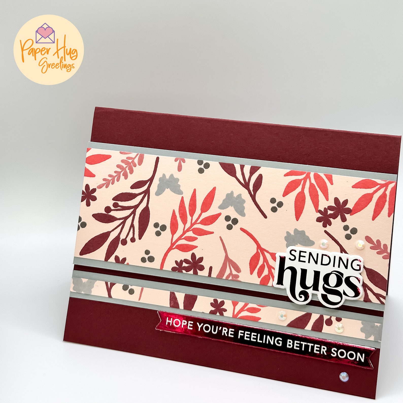 Sending Hugs Floral Handmade Greeting Card, Hugs Card, Hugs Handmade ...