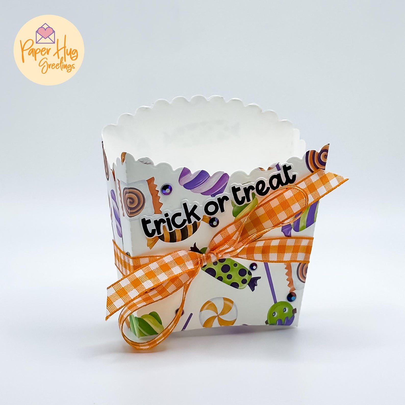 Set of 5 Handmade Halloween Trick or Treat Boxes With Candy Pattern and ...