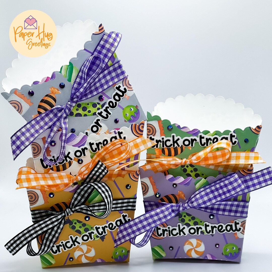 Set of 5 Handmade Halloween Trick or Treat Boxes With Candy Pattern and ...