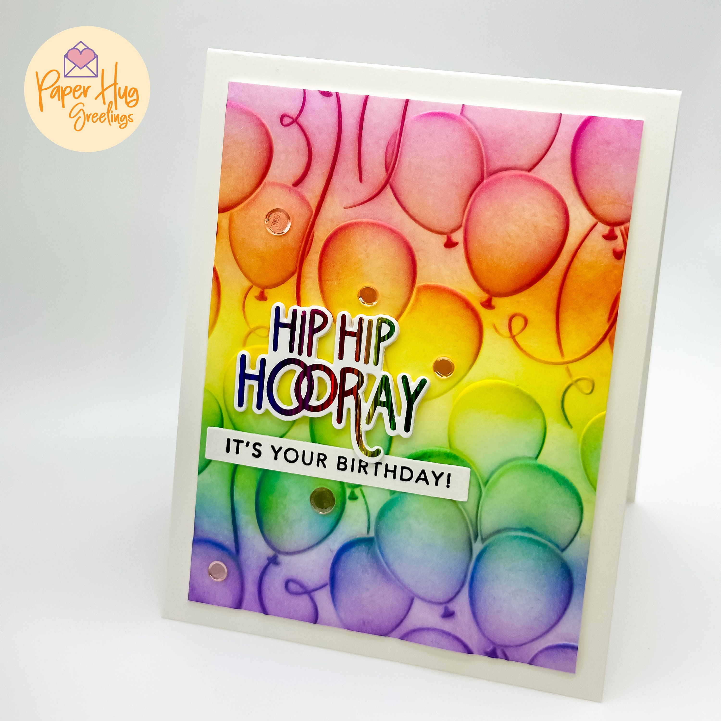 Hip Hip Hooray Its Your Birthday Rainbow 3D Embossed Ballon Handmade ...