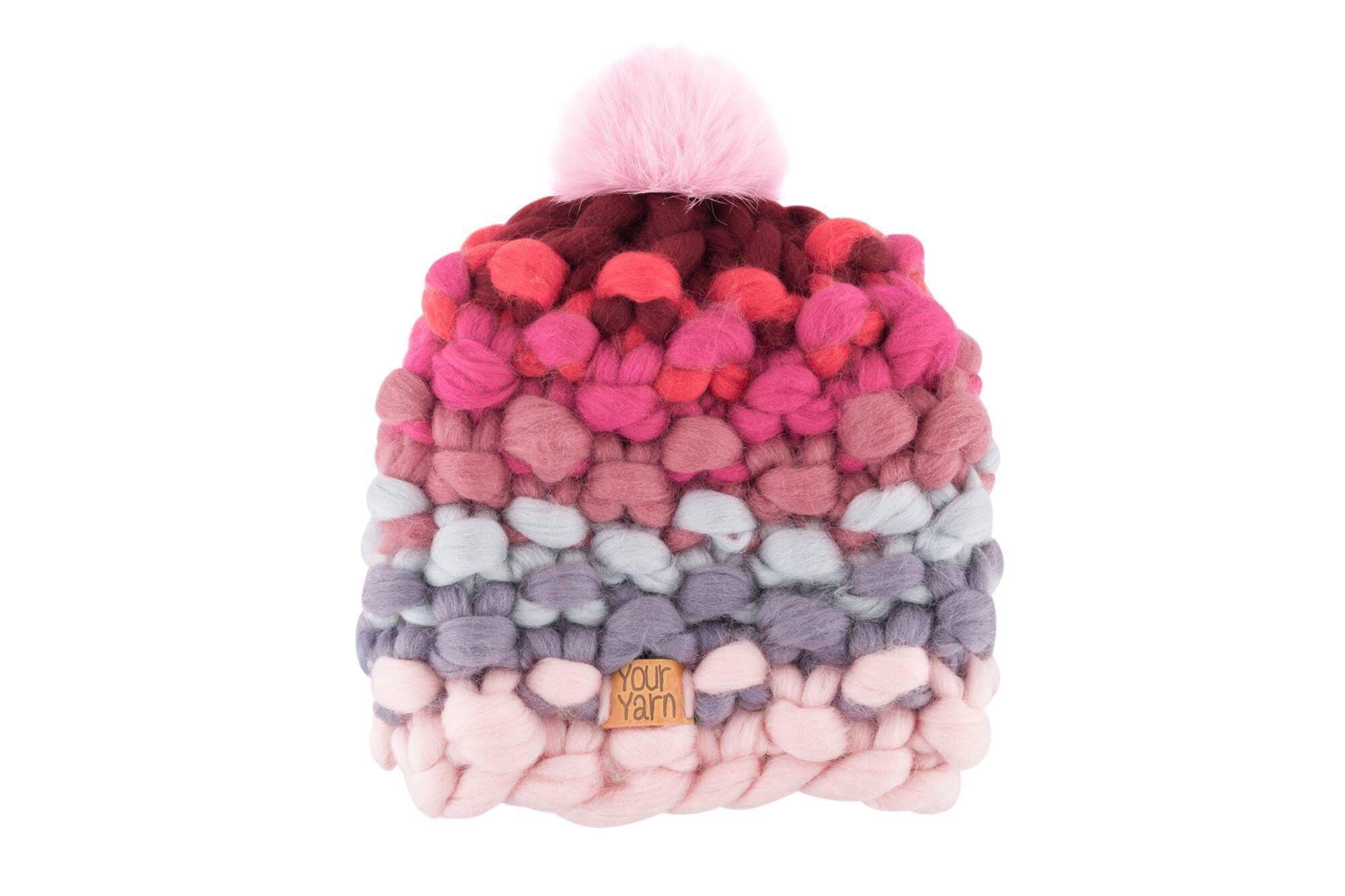 Knit Hat Fur Pom Pom, Bobble Hat, Chunky Knit Hat - Etsy