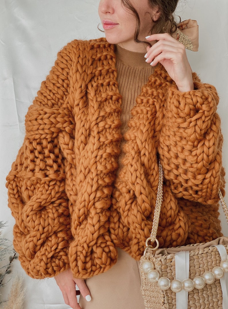 Cable Knit Cardigan Chunky Knit Jacket Merino Wool Chunky - Etsy