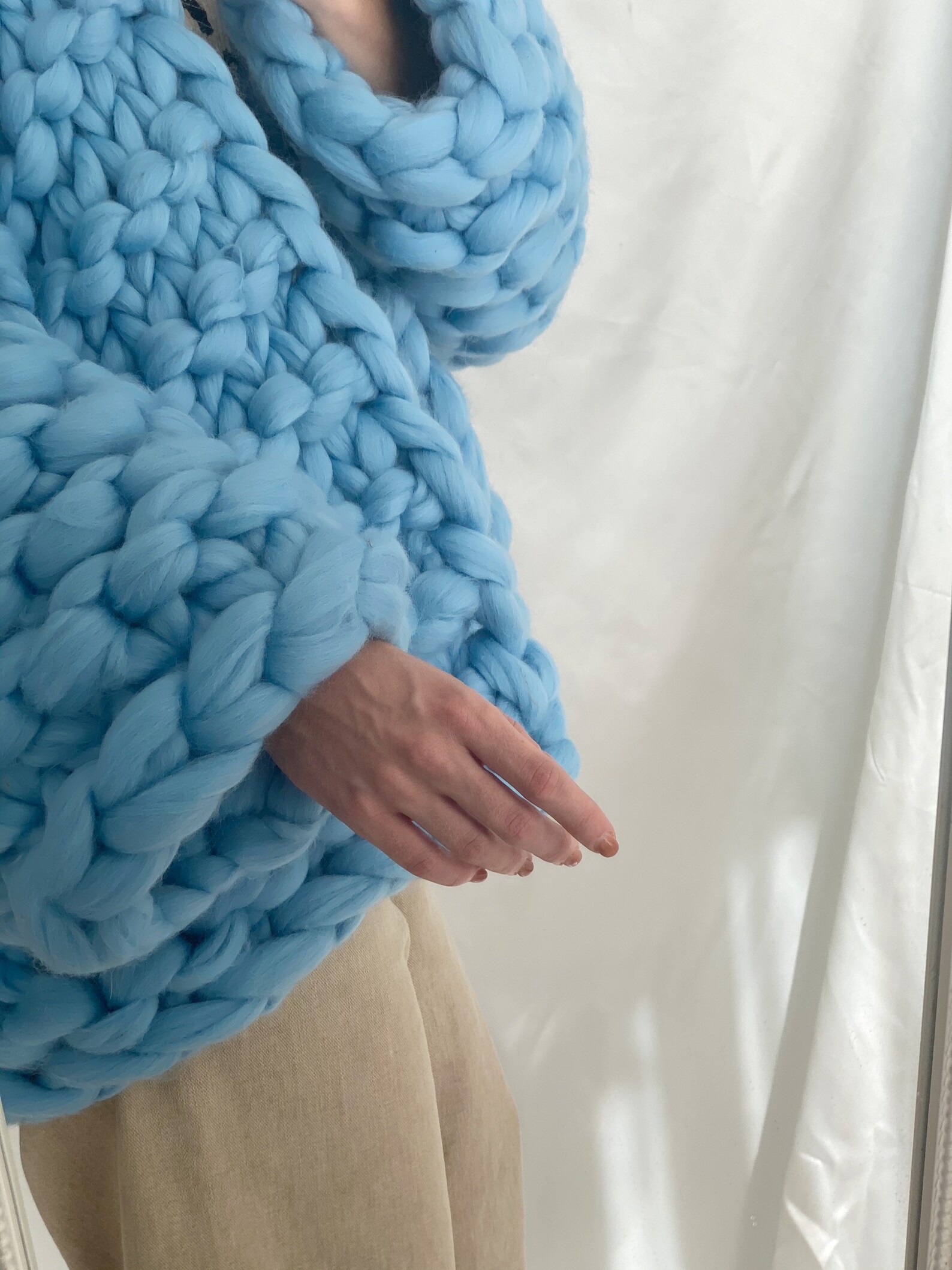 Super Chunky Hand Knit Blue Cardigan, Womens Oversized Cardigan - Etsy