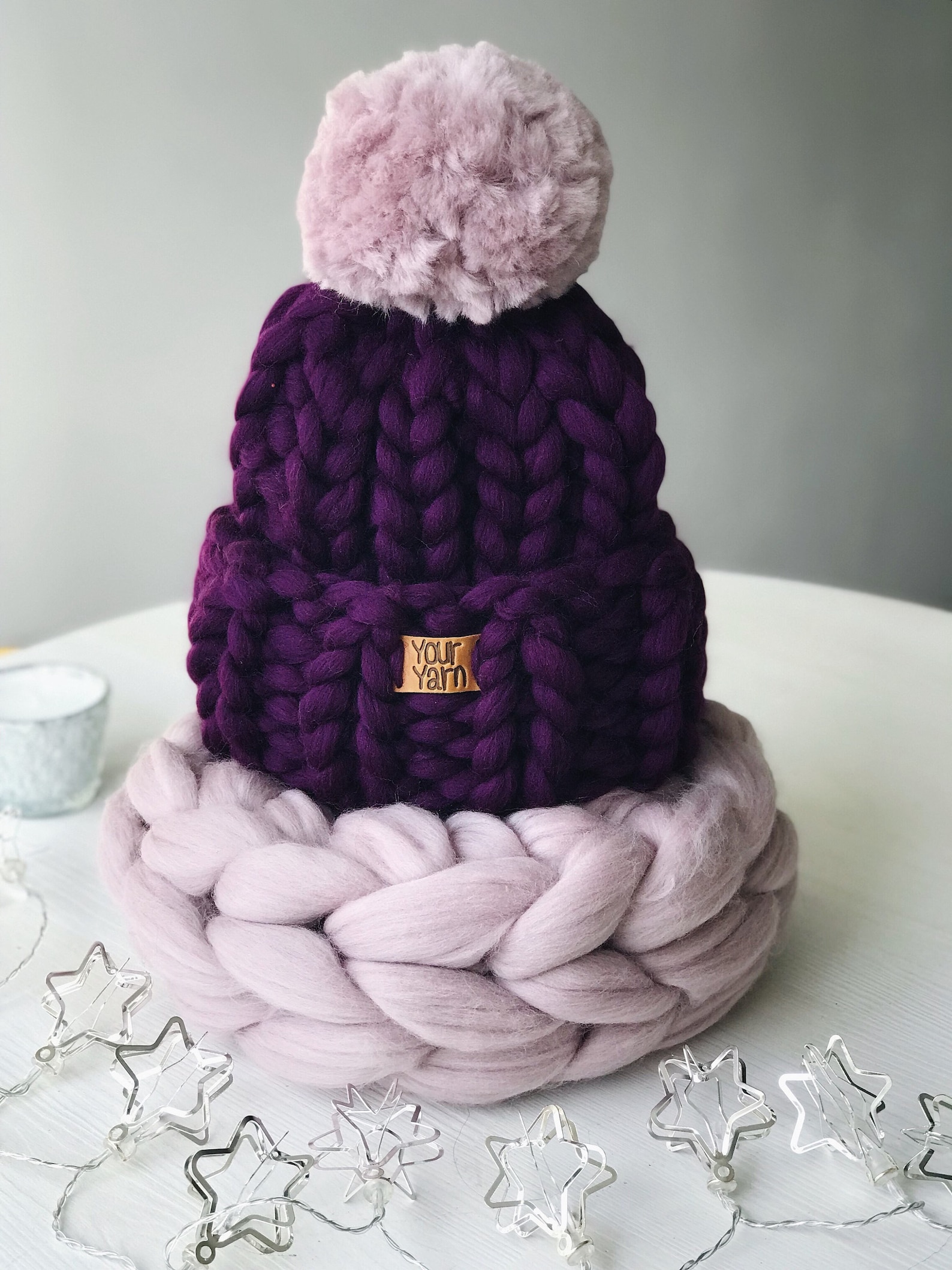 Wool knit hat Chunky Pom Pom Hat Knit Pom Beanie Helsinki | Etsy