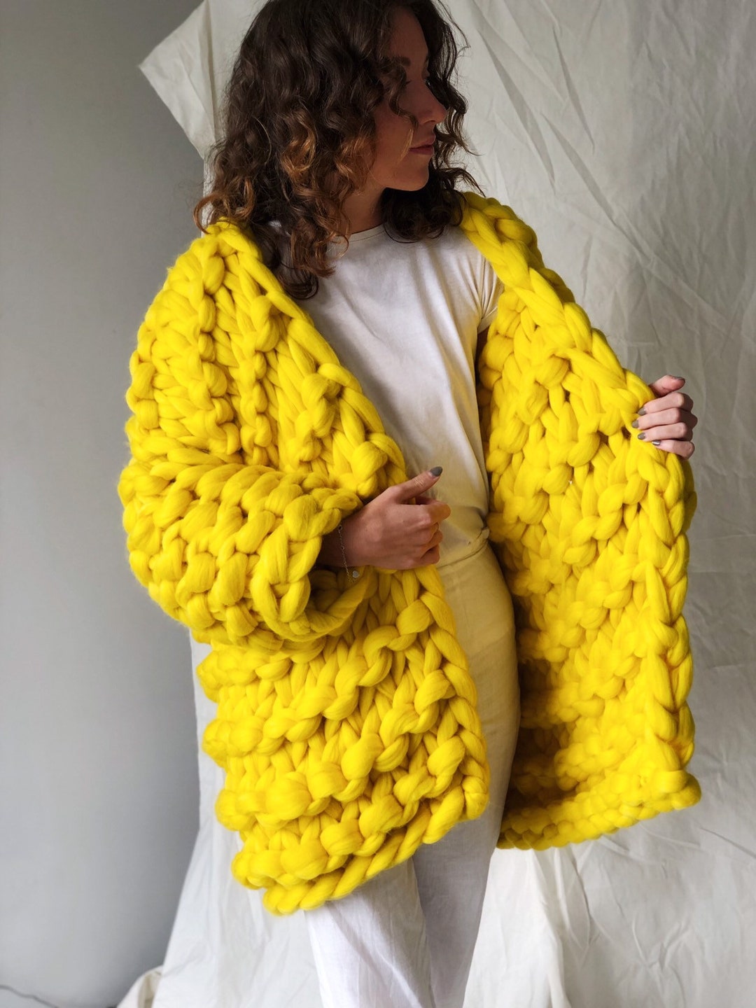 Women's Hand Knitted Chunky Oversized Cardigan - Etsy