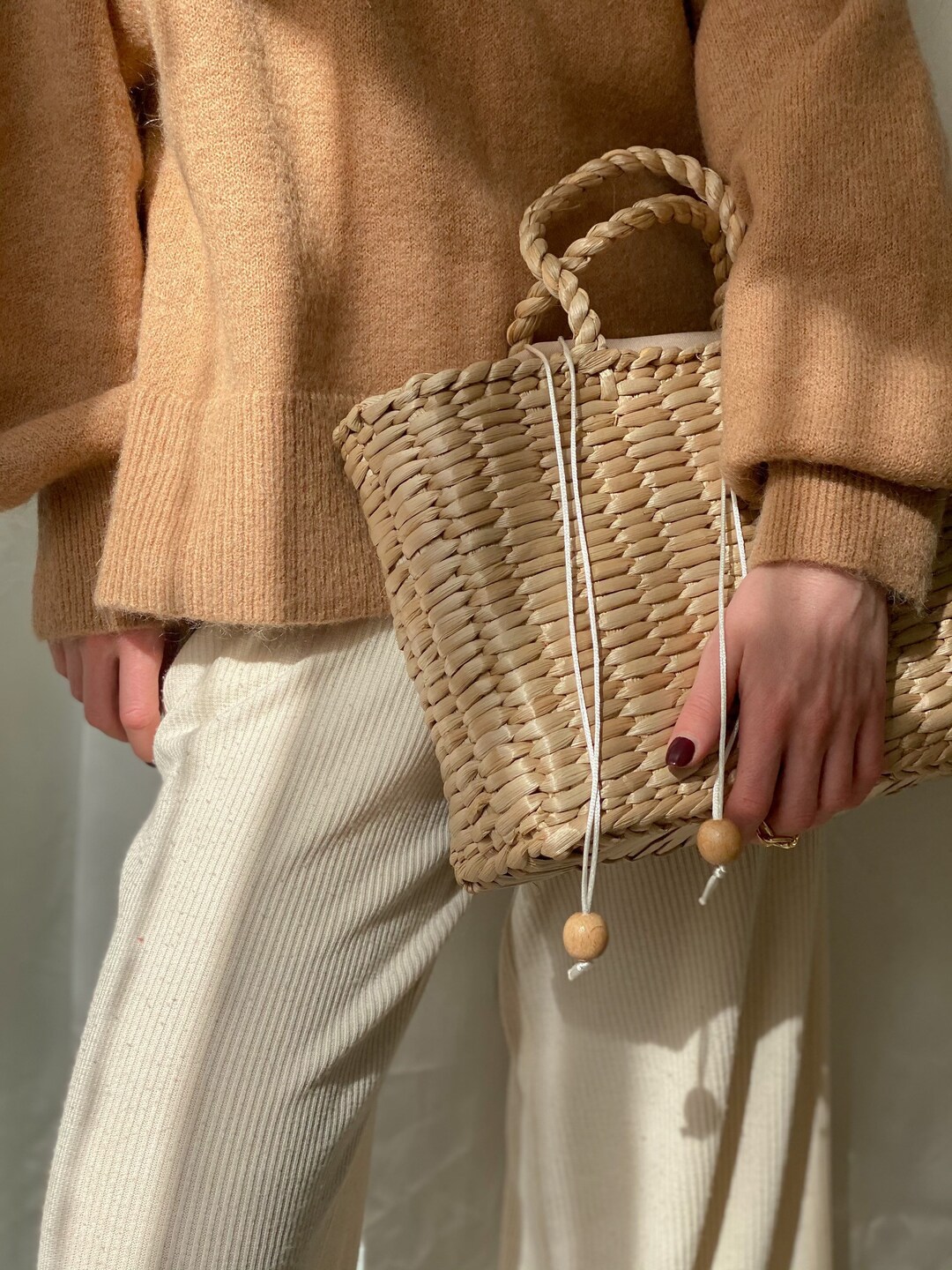 Straw Bag French Market Basket Straw Tote With Handles - Etsy