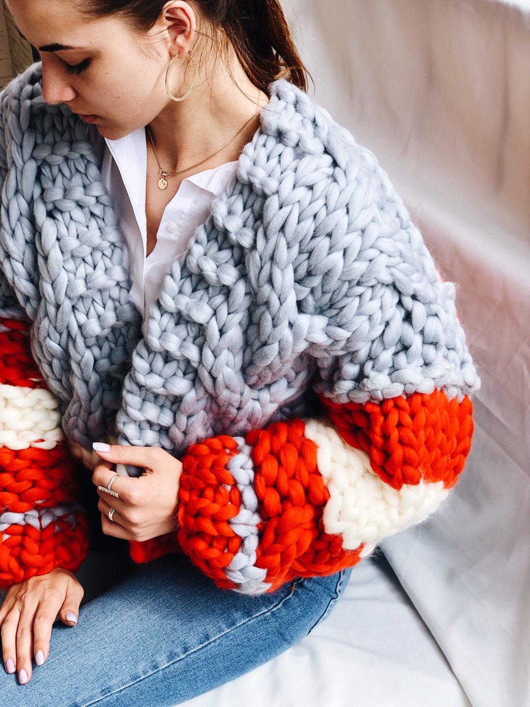 Chunky Cable Knit Cardigan, Crochet Wool Sweater Cardigan - Etsy