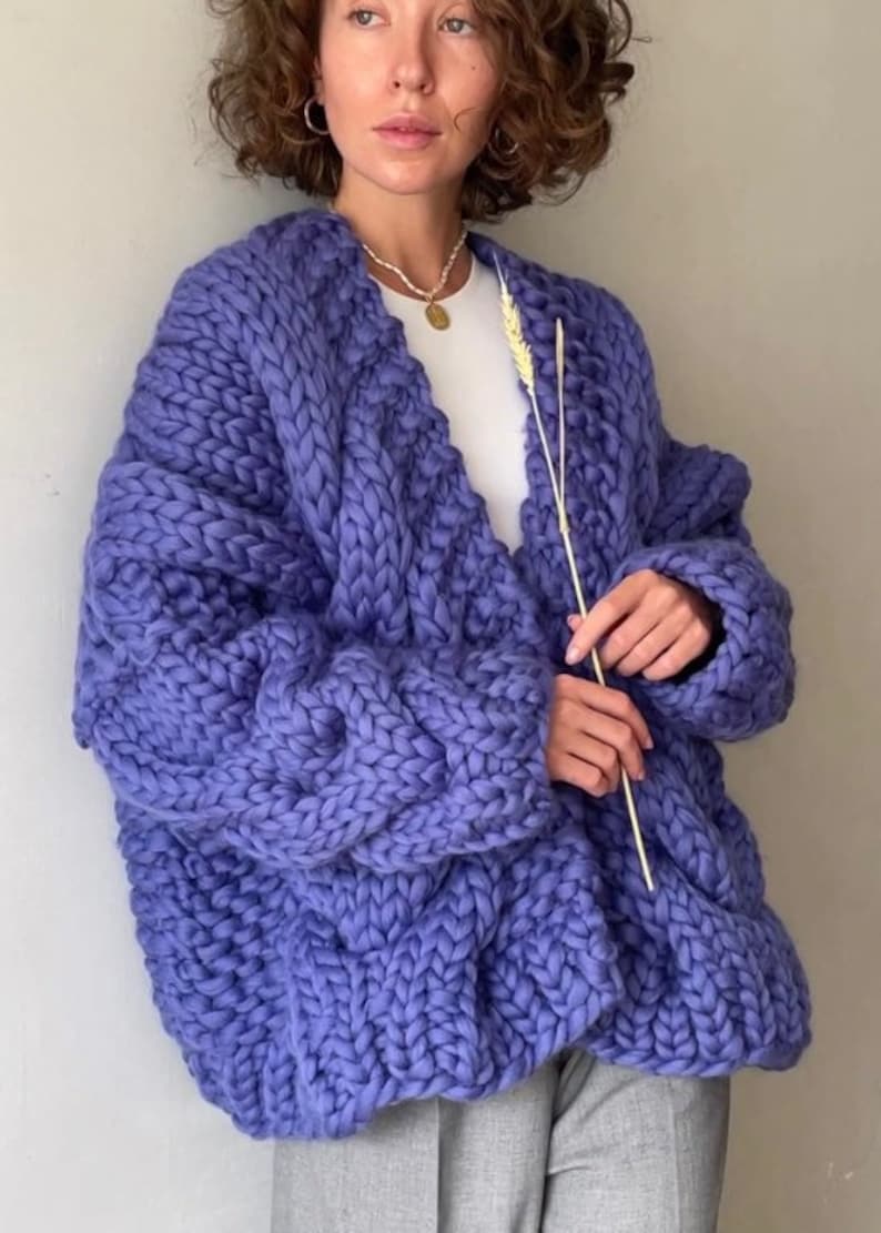 Womens Chunky Cable Knit Cardigan, Handmade Sweater - Etsy