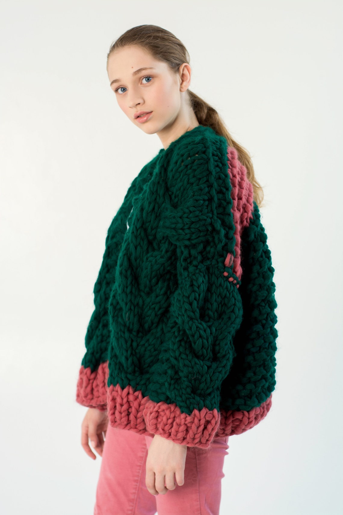 Spring Oversized Knit Jacket, Women Chunky Cardigan - Etsy