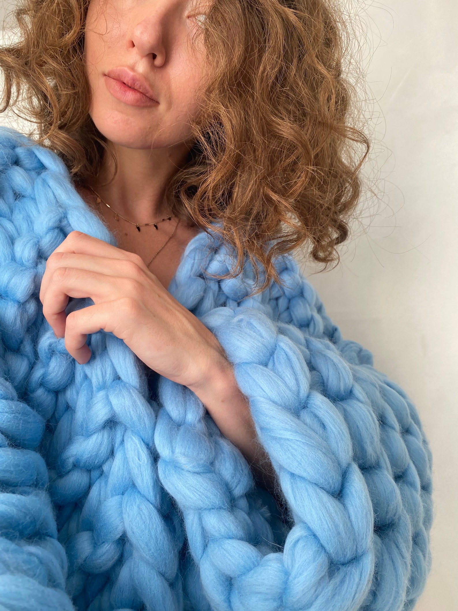 Super Chunky Hand Knit Blue Cardigan, Womens Oversized Cardigan - Etsy