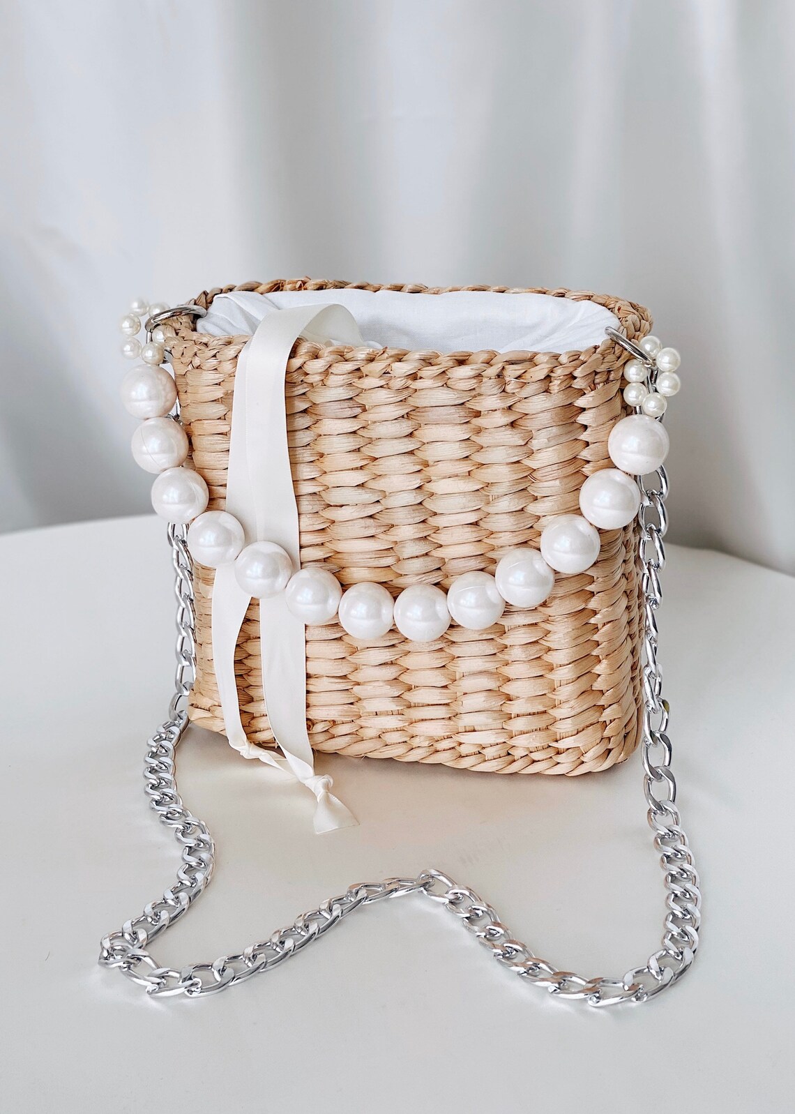 Pearl Tote Straw Bag Woven Handbag | Etsy Pearl Tote Straw Bag Woven Handbag | Etsy