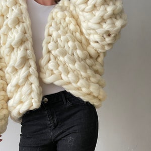 Chunky Knit Cropped Oversized Cardigan - Etsy