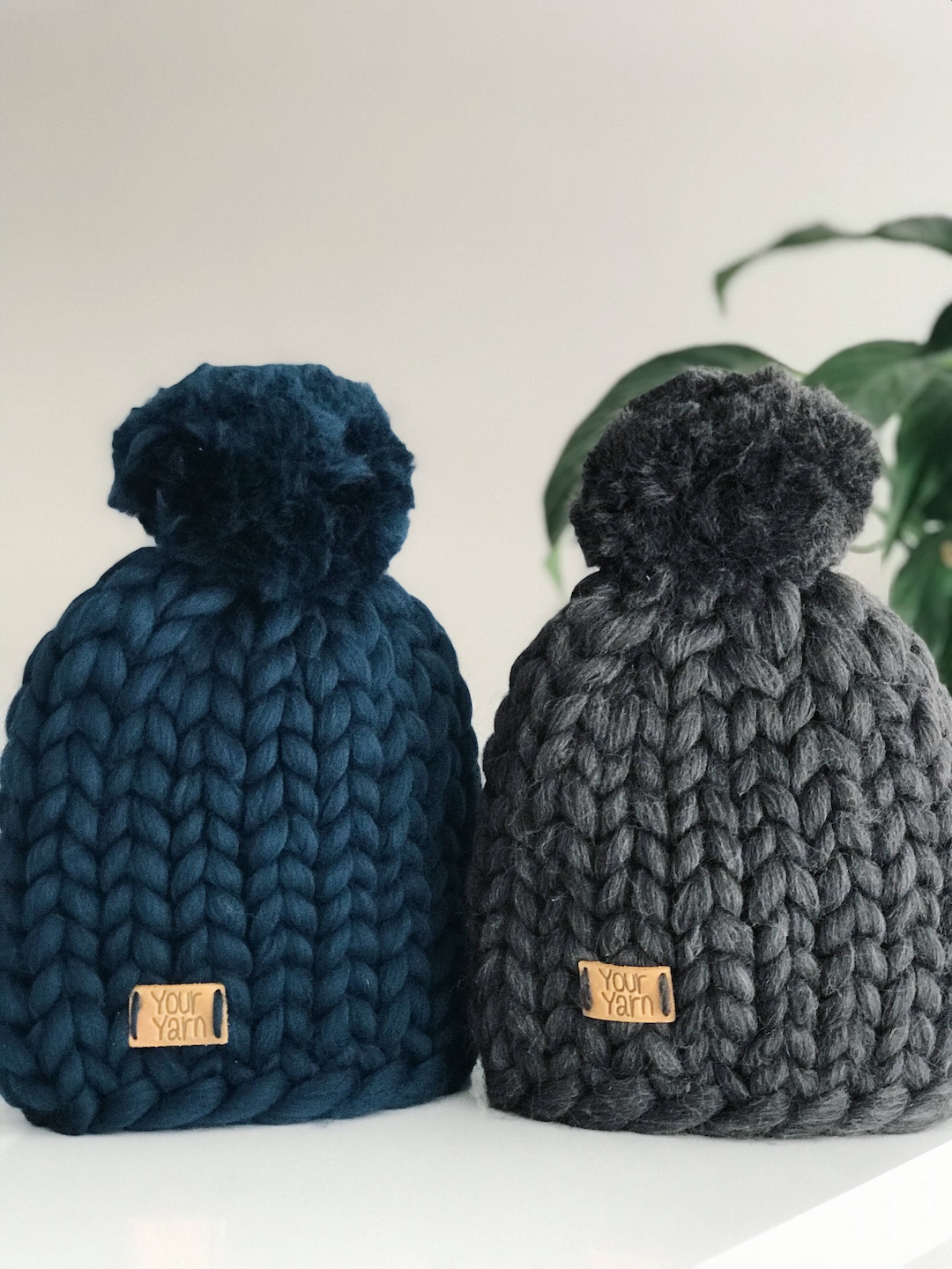 Women's Wool Knit Hat, Hand Knit Beanie, Big Yarn Knit Womens Winter ...