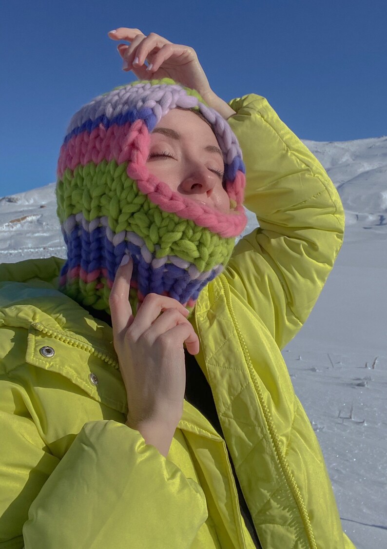 Womens Knit Balaclava Chunky Knit Balaclava Hat | Etsy