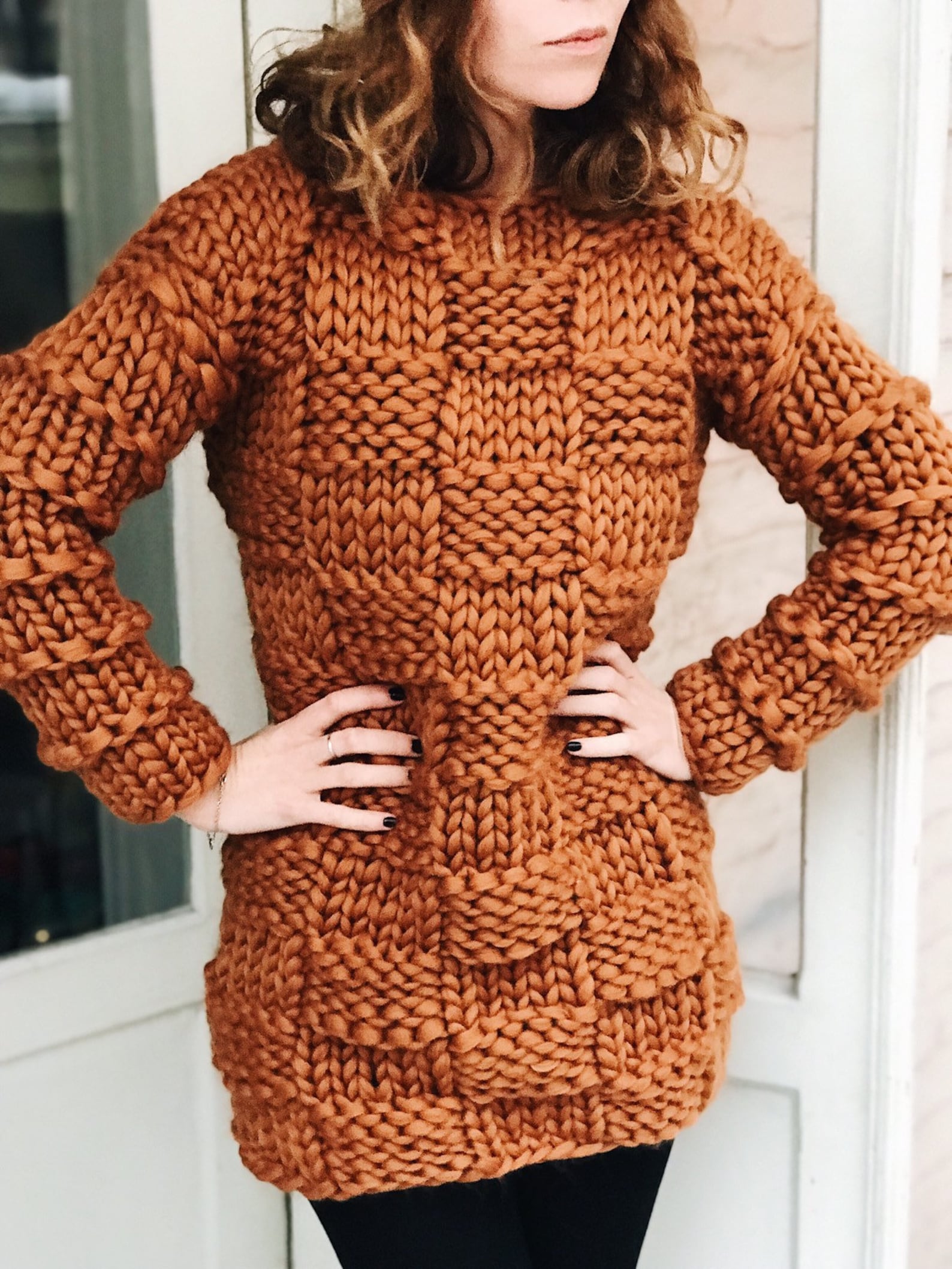 Chunky Knit Sweater Dress, Mustard Knit Sweater for Women, Hand Knitted ...